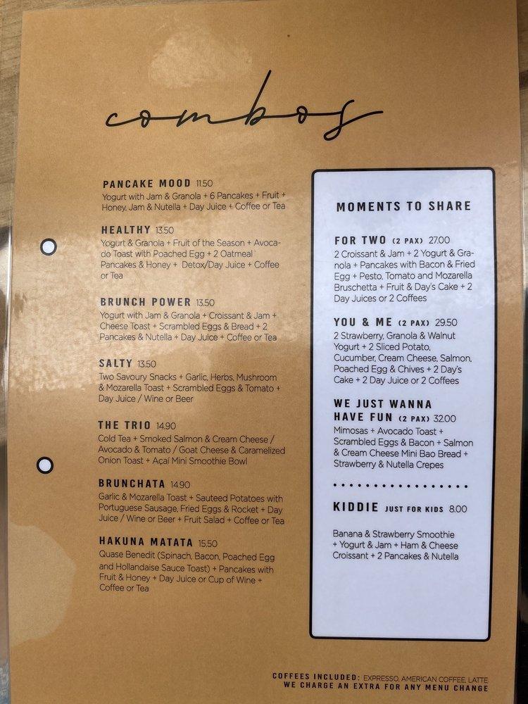 Menu at Quase Café, Lisbon