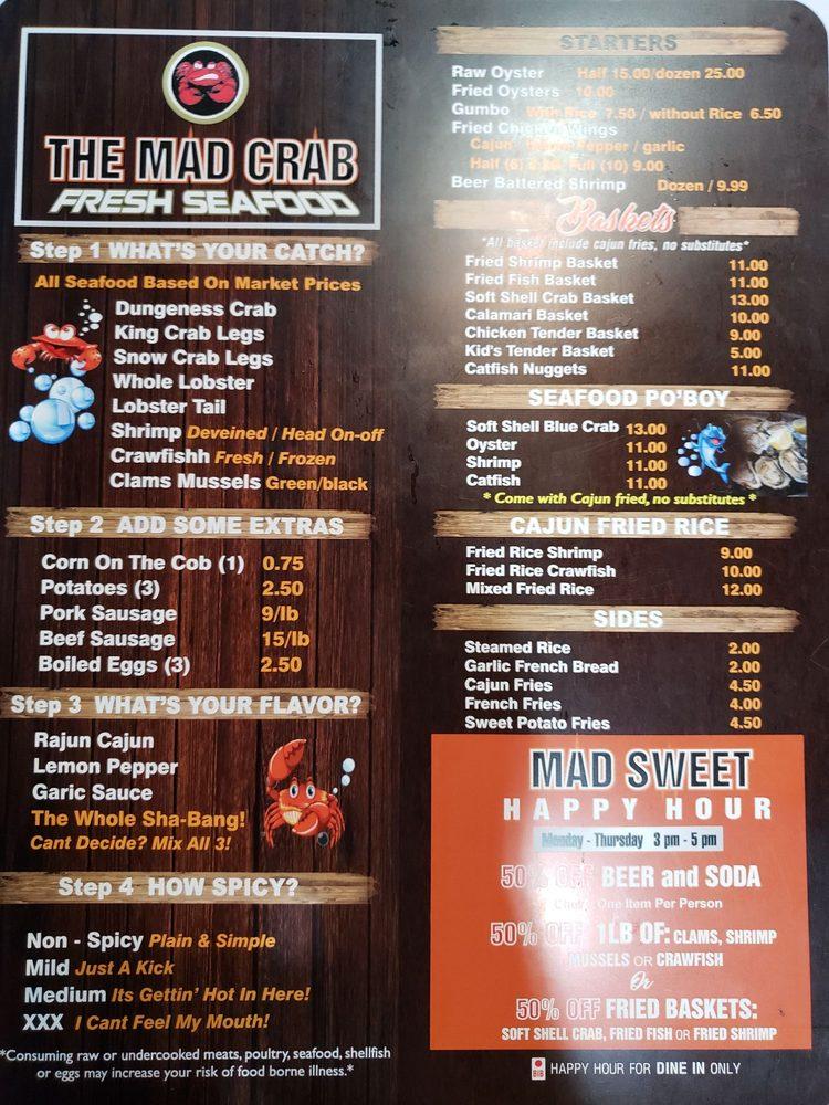 Menu at The Mad Crab restaurant, University City