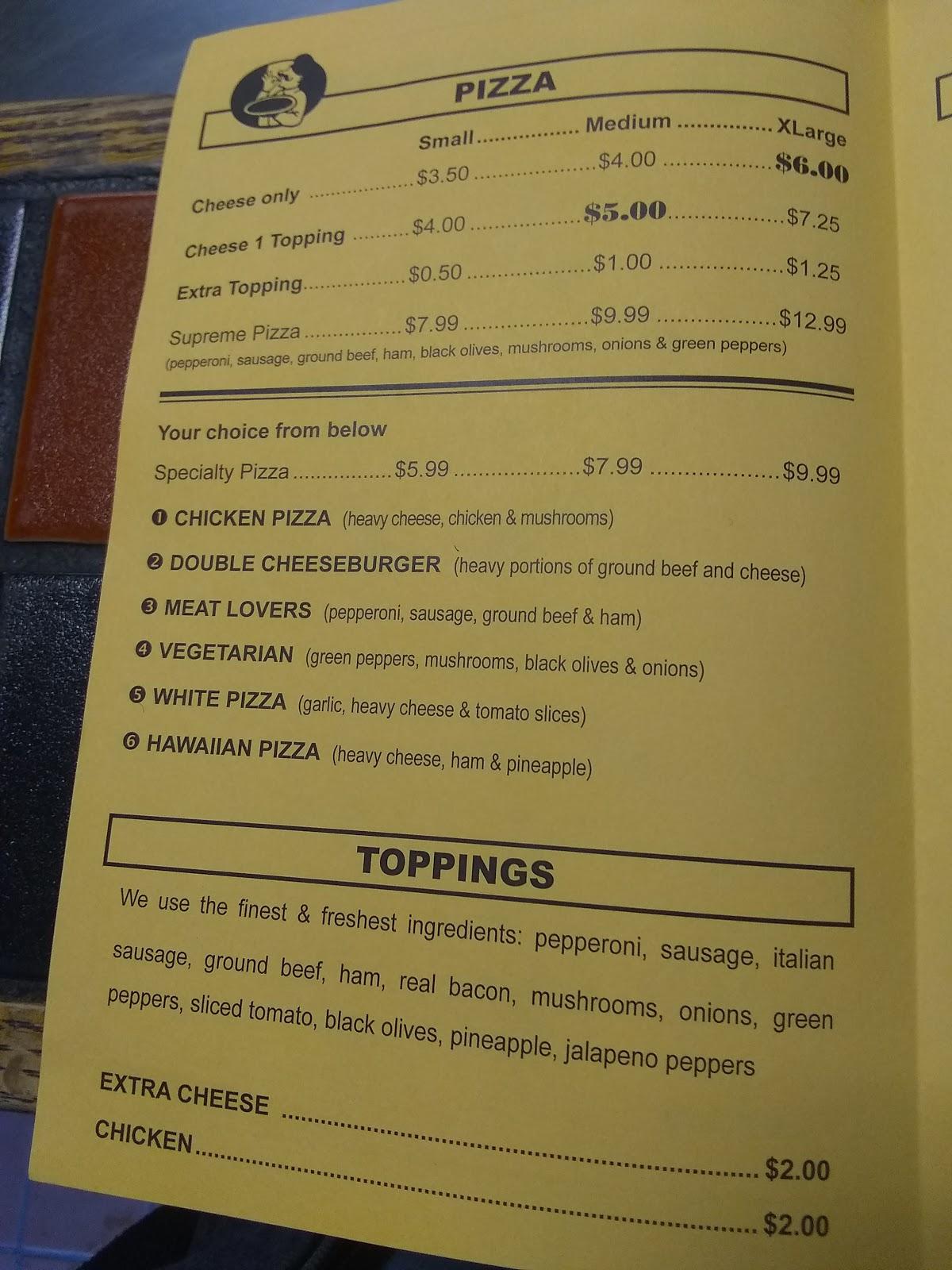Menu at $5 Pizza pizzeria, Newport News, 200 Beech Dr E