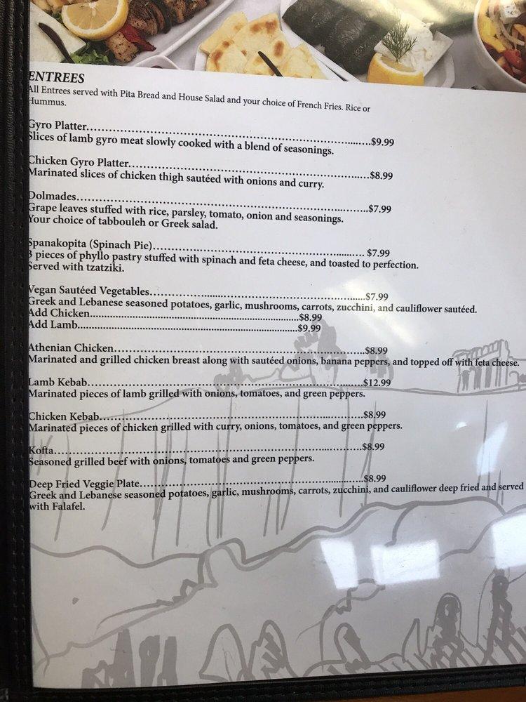 Menu at Athens Cafe, Robbinsdale