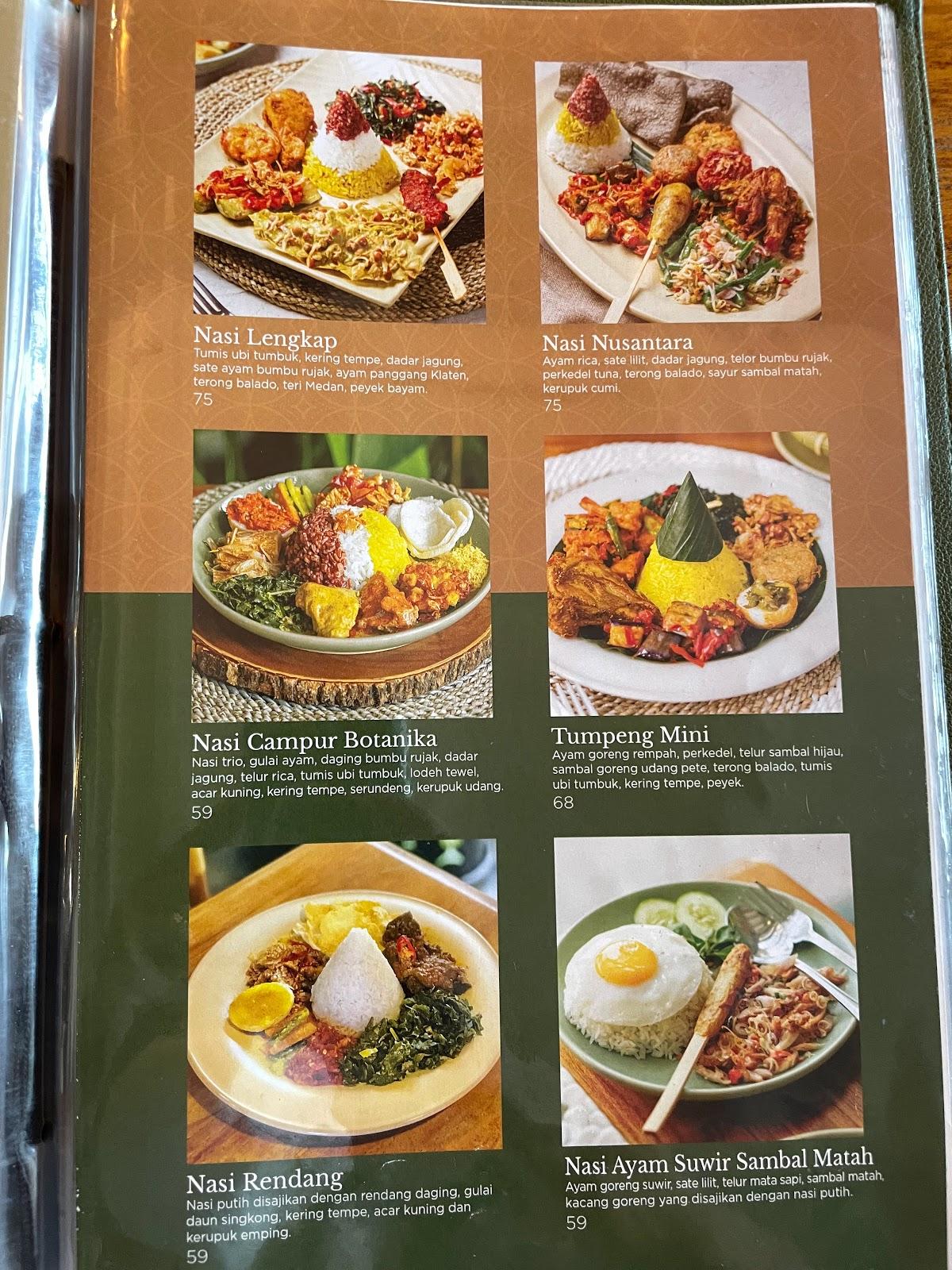 Menu at Botanika - Kertajaya Indah restaurant, Surabaya