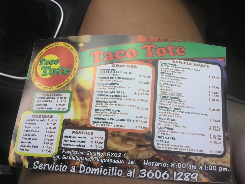 Carta del restaurante Calembras - Taco Tote, San Pedro Tlaquepaque