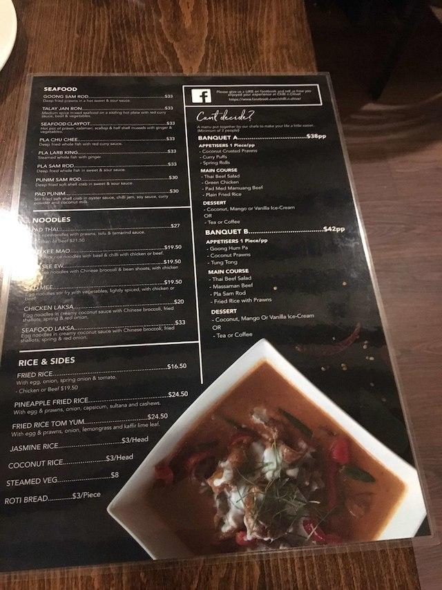 Menu at Chilli n Chive Thai Restaurant & Tapas, Beaconsfield