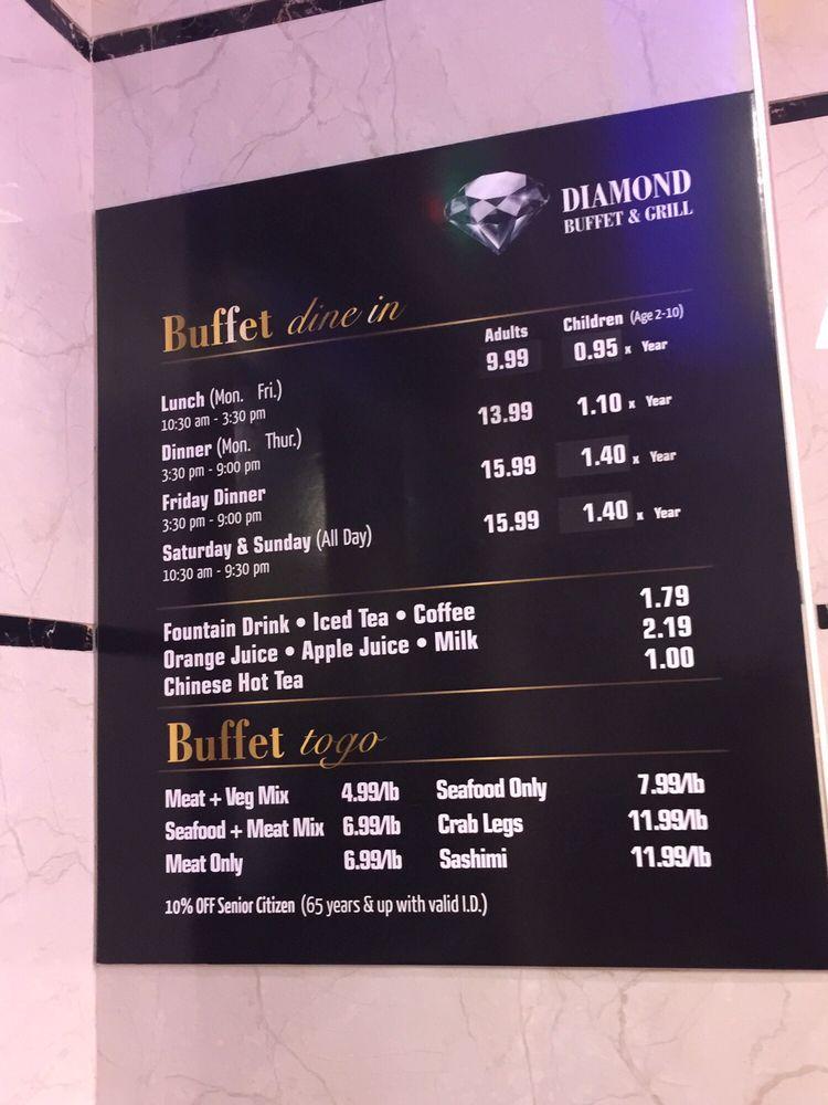 Menu at Diamond Buffet & Grill restaurant, Los Angeles