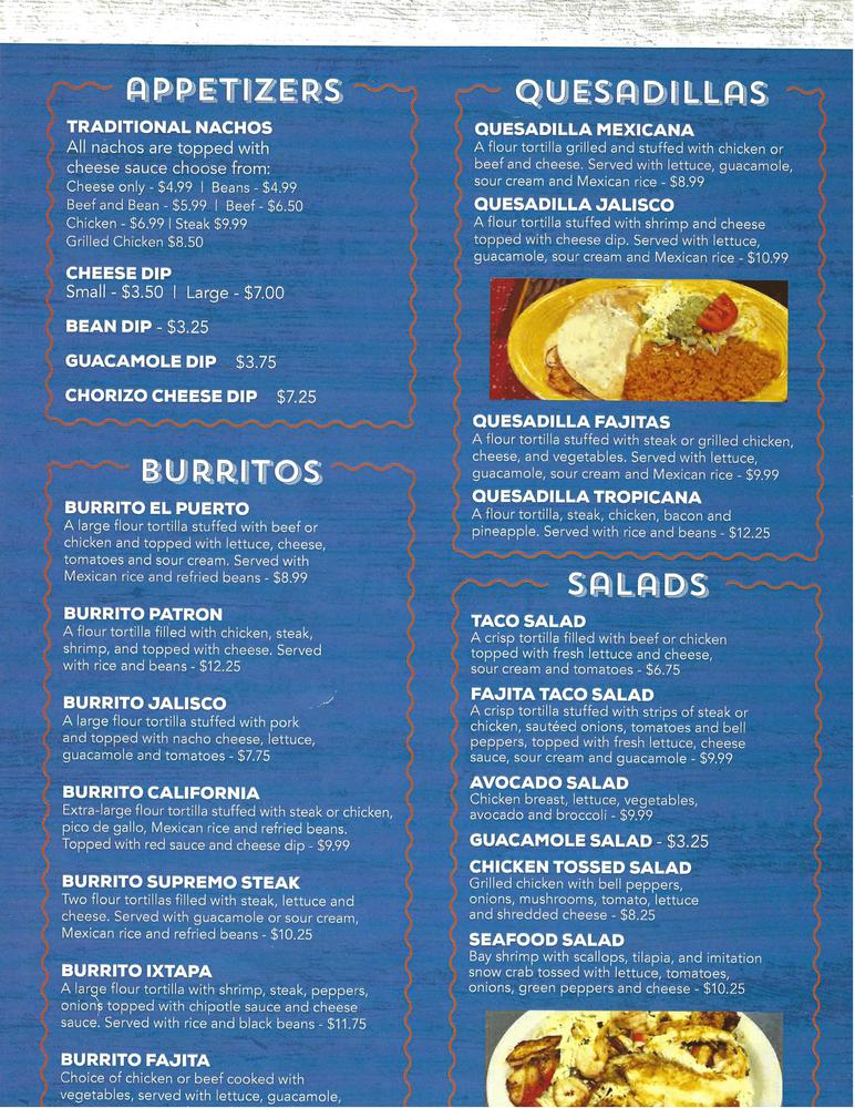 Menu at El Puerto Mexican Restaurant, Pleasant Hill