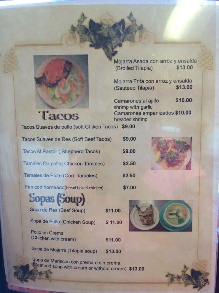 Menu at El Rey Del Pollo restaurant, Nyack