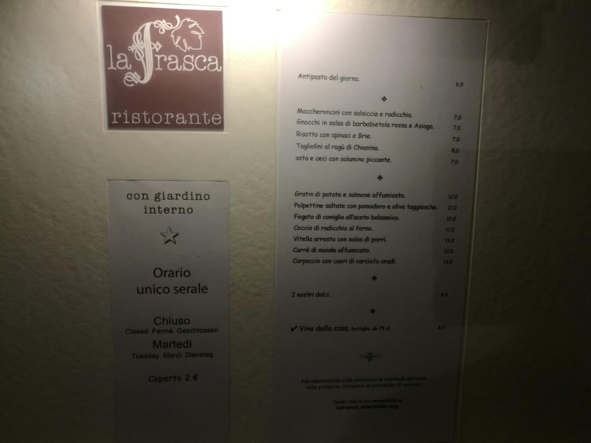 Menu da La Frasca ristorante, Firenze