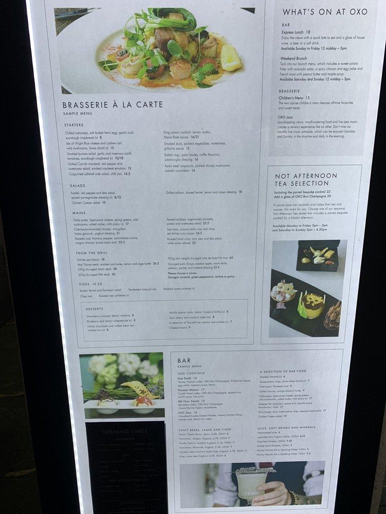 Menu at OXO Tower Restaurant, Bar and Brasserie, London, Barge House St