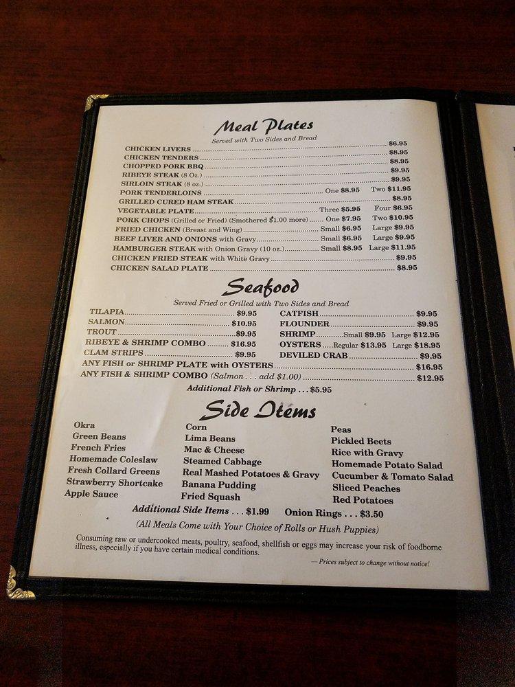 Menu at Old South Restaurant, Creedmoor