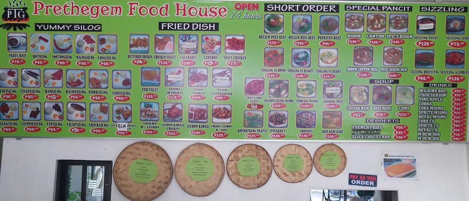 Menu at Prethegem Food House restaurant, San Mateo