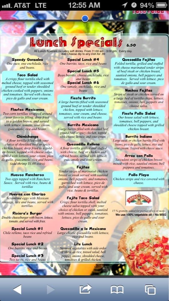 Menu at Riviera Grill Mexican Cuisine restaurant, Newburgh