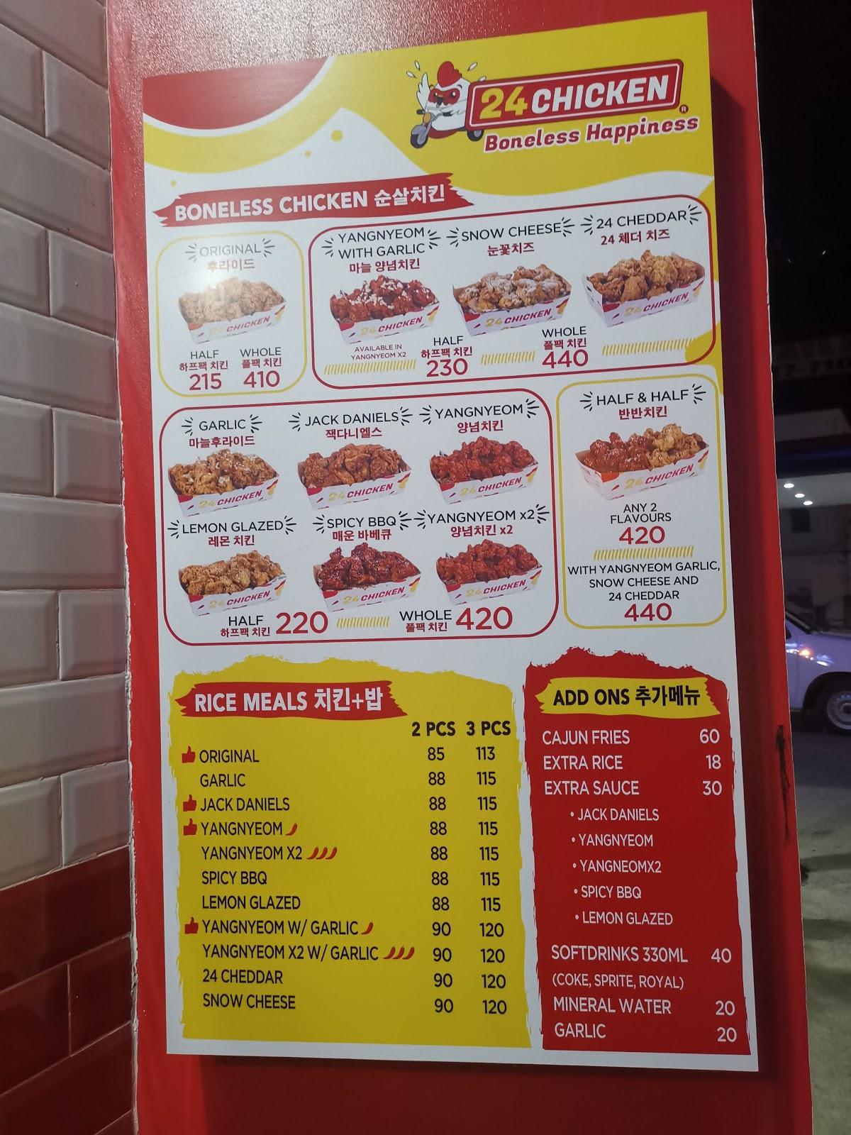 Carta del restaurante 24 Chicken Matina - Davao, Dávao