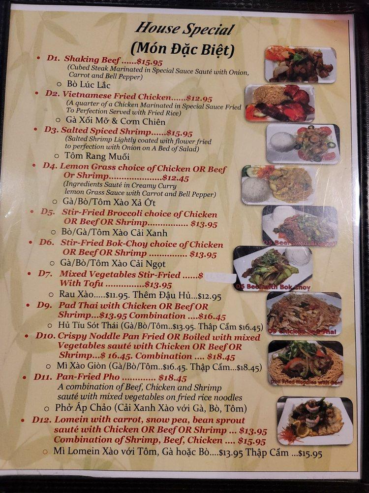 Menu at Saigon Garden restaurant, Winter Haven