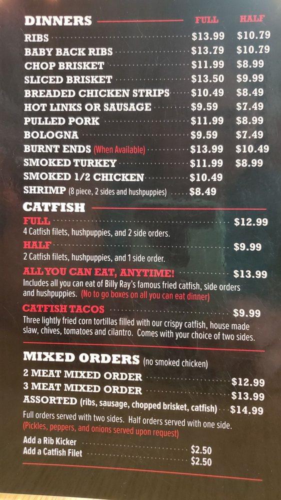 Menu at Billy Ray's Catfish & BBQ - Broken Arrow, Broken Arrow