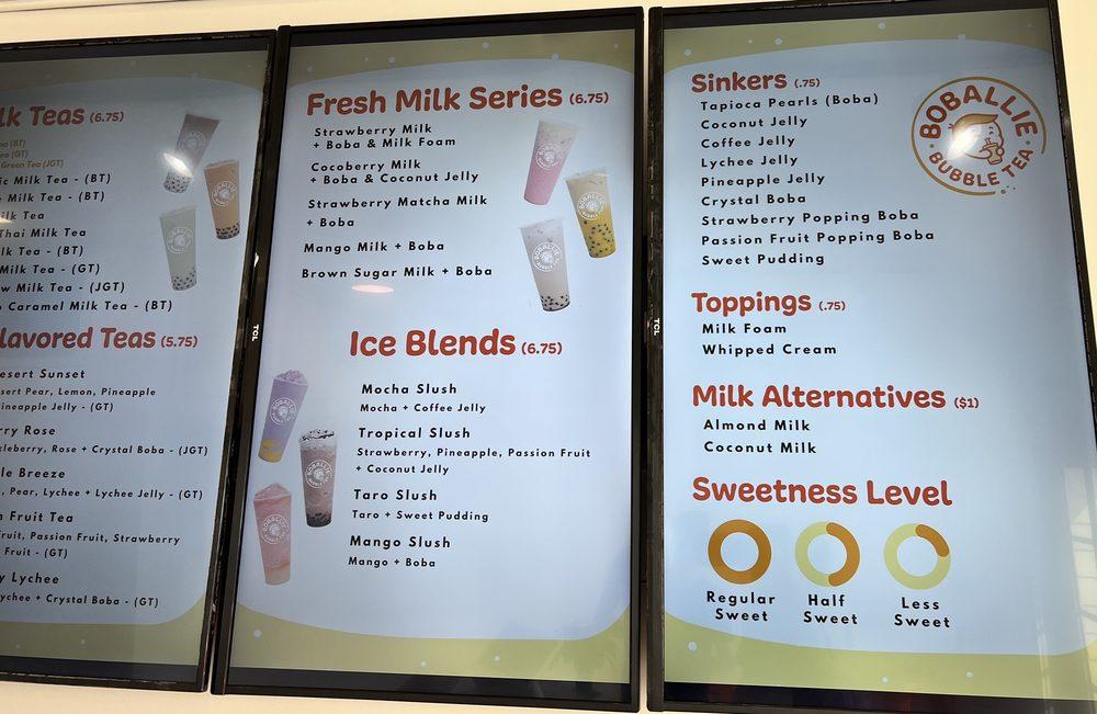 Menu at Boballie Bubble Tea, Wilmington