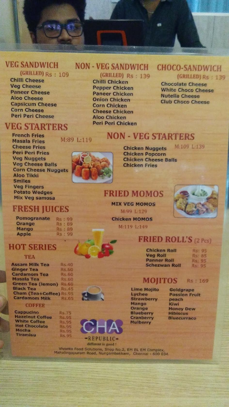 Menu at CHA Republic, Chennai, Shop No. 5