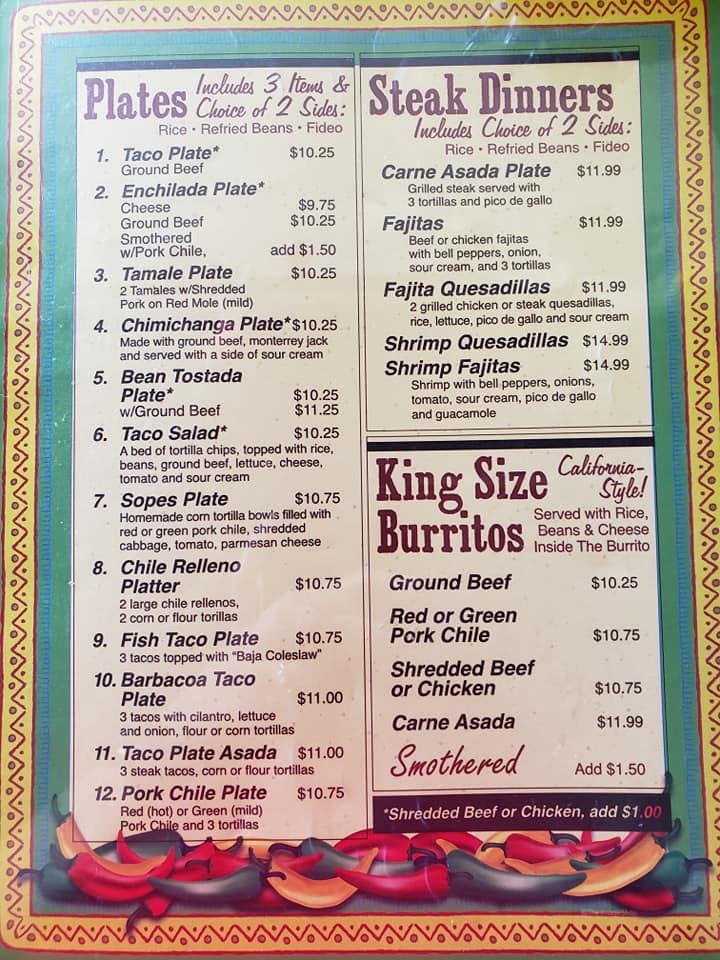 Menu at La Villa Restaurant, Alliance