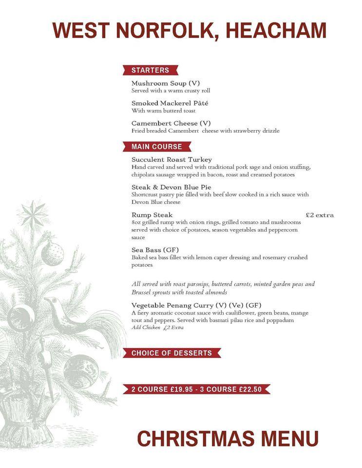 Menu at West Norfolk pub & bar, Heacham