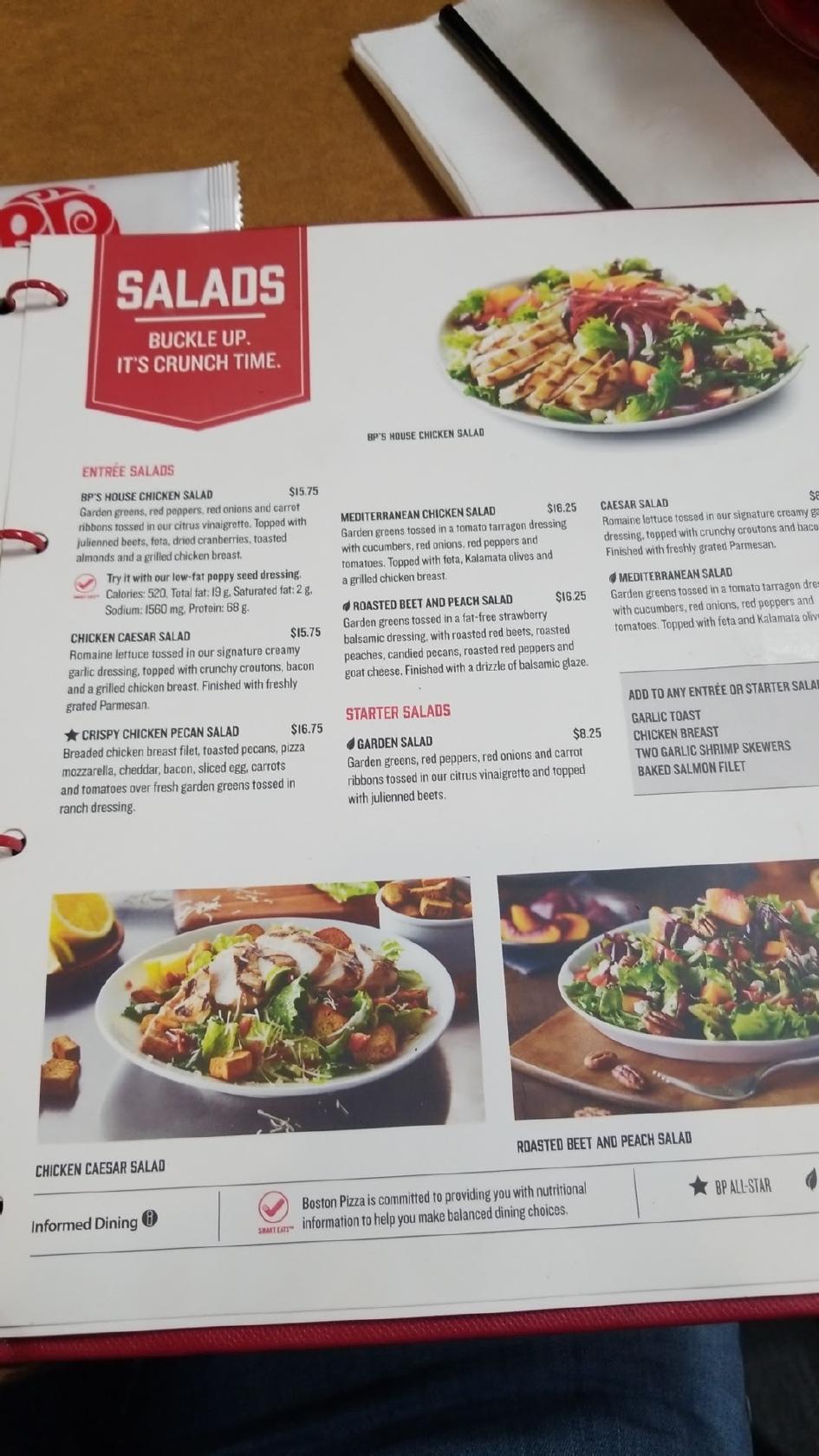 Menu at Boston Pizza pizzeria, Calgary, 388 Country Hills Blvd NE #600