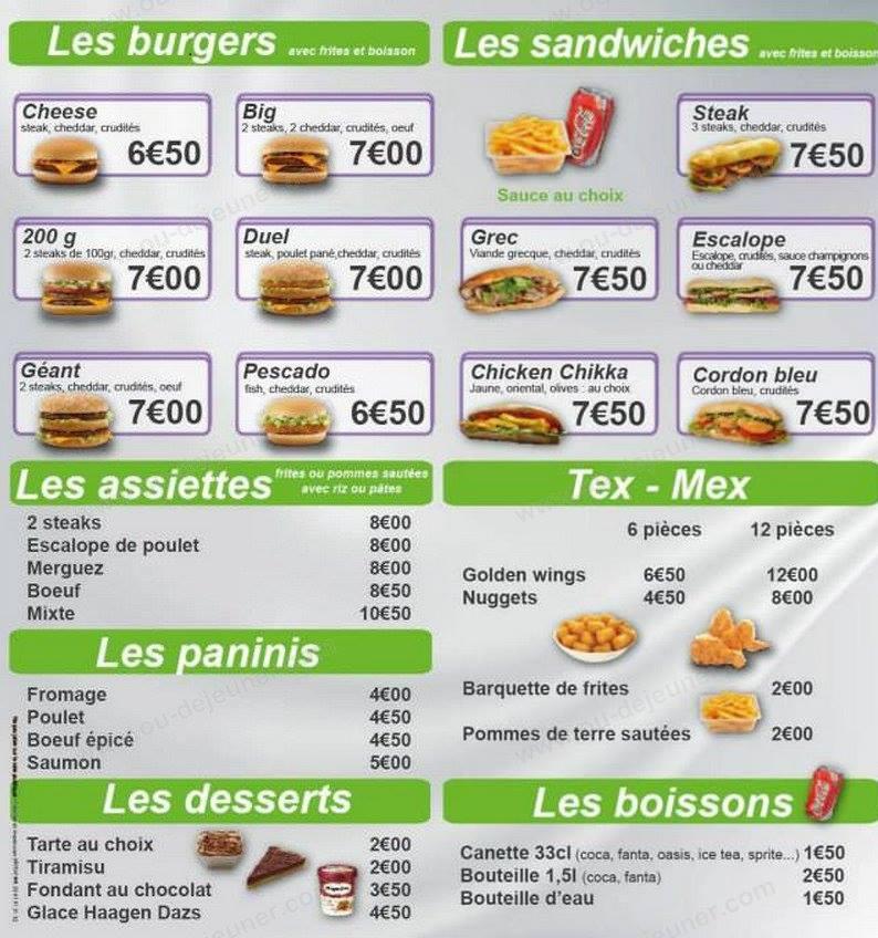 Menu at Pizza La Maison pizzeria, Montbéliard