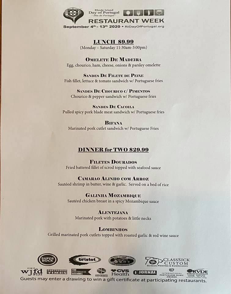 Menu at Madeira Restaurant, East Providence