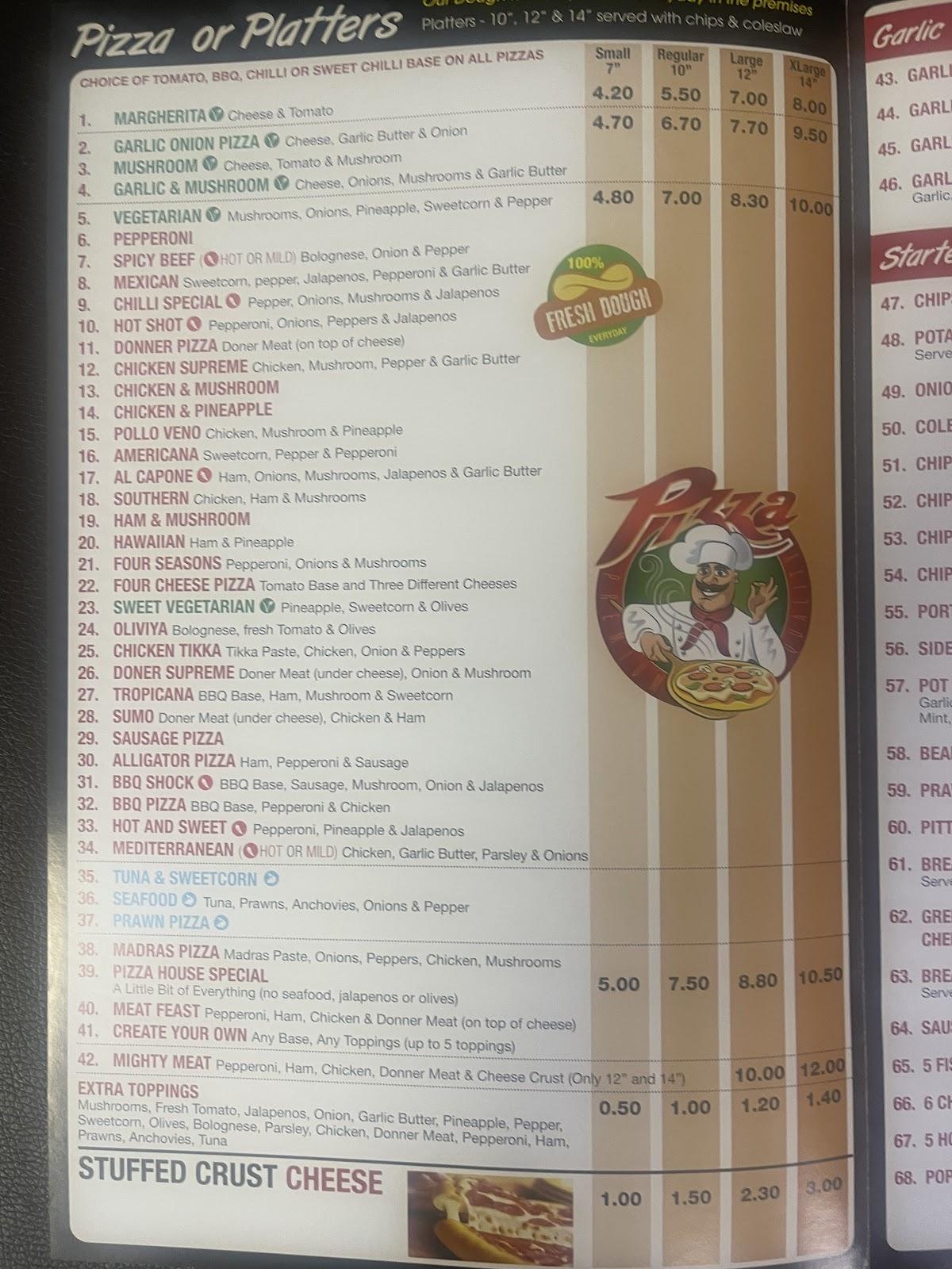 Menu at Pizza house pizzeria, Market Rasen