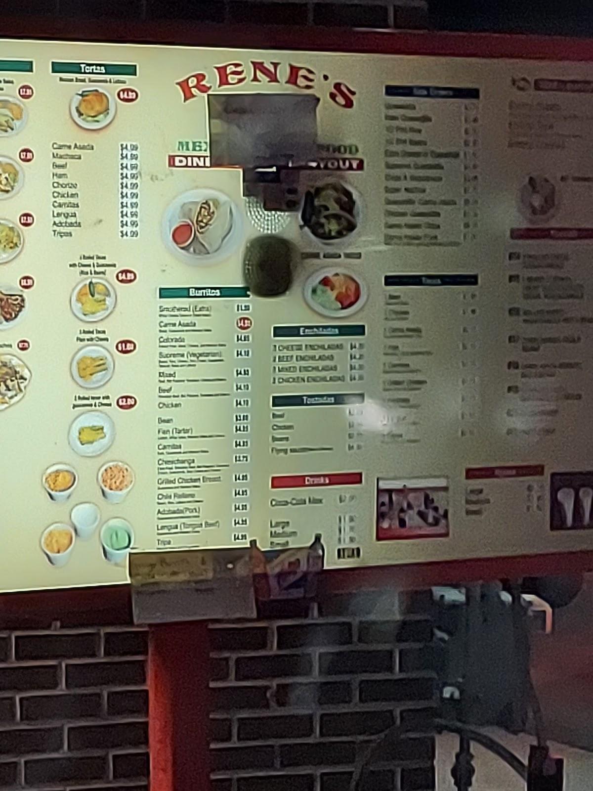 Menu at Rene's Restaurant, Wichita