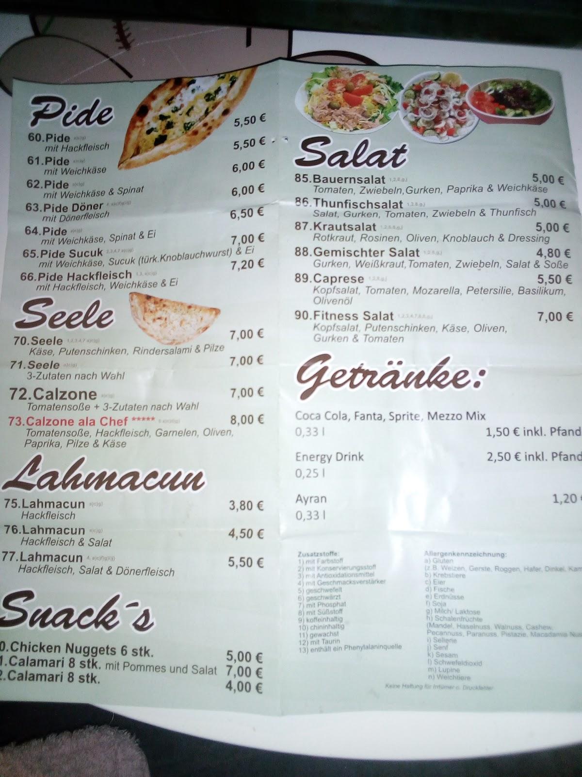 Menu at Tayeb Halal Kebap & Pizzahaus, Sulz