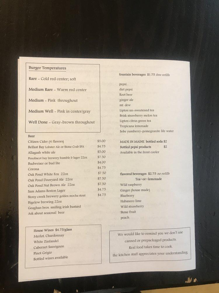 Menu at Vittles restaurant, Pittsfield