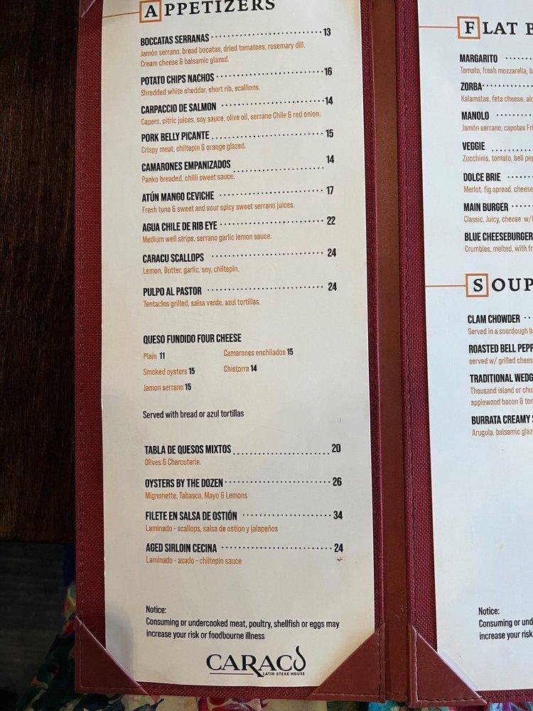Menu at Caracu Latin Steakhouse, Nogales