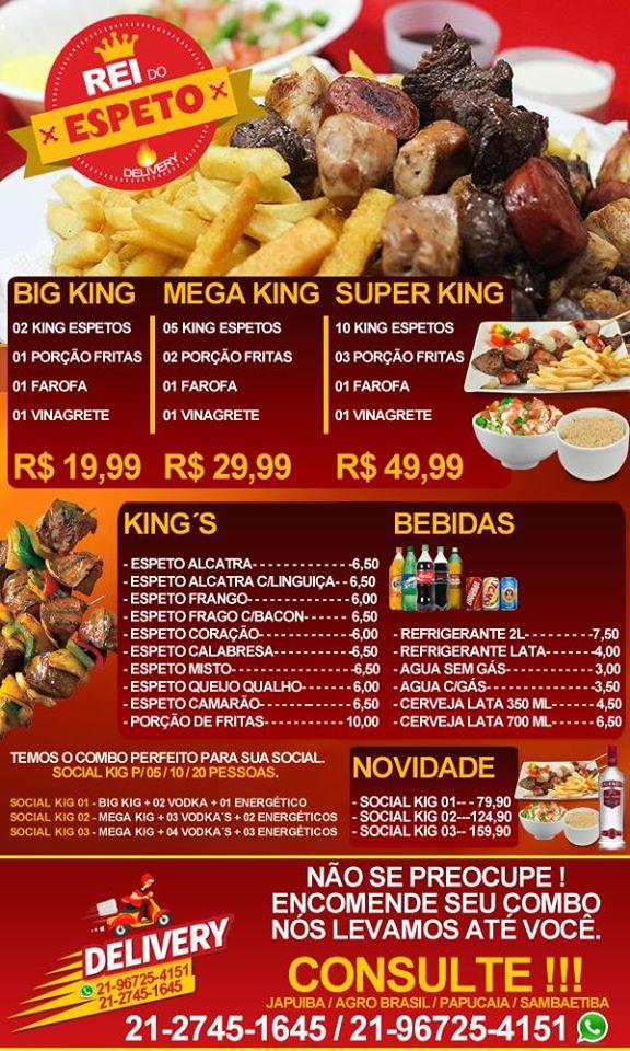 Menu at Rei do Espeto Delivery pizzeria, Cachoeiras de Macacu