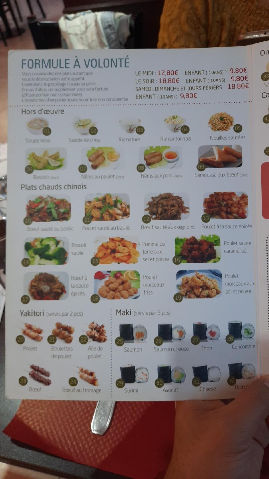 Menu at Sushi Show restaurant, Beynes
