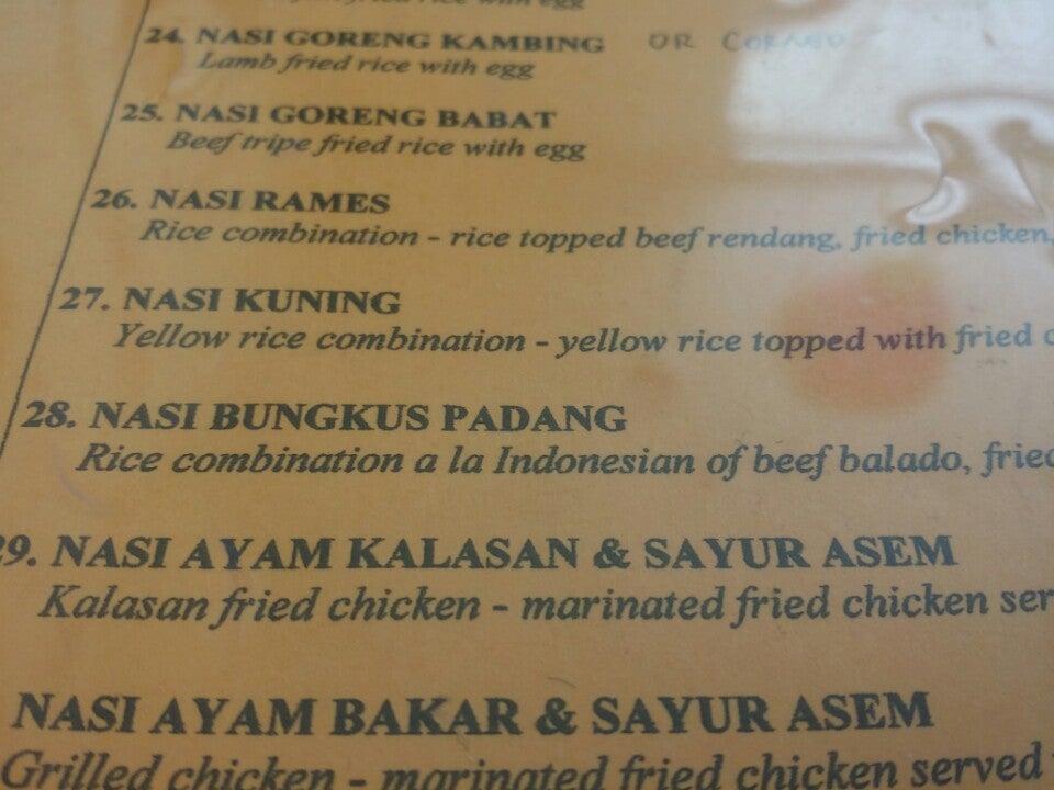 Menu at Wayang Restaurant Halal, Alhambra