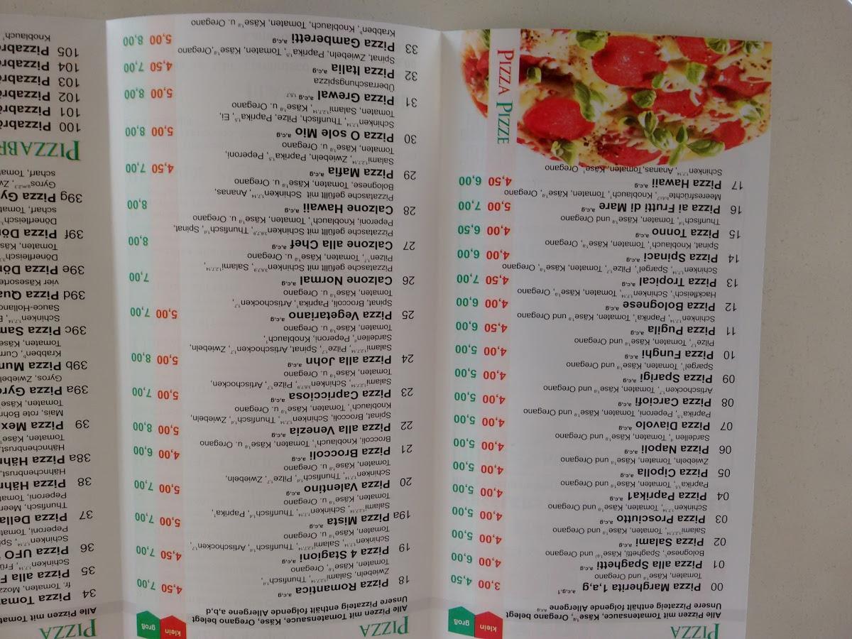 Speisekarte von Pizzeria Grewal, Alpen, Weseler Straße 98