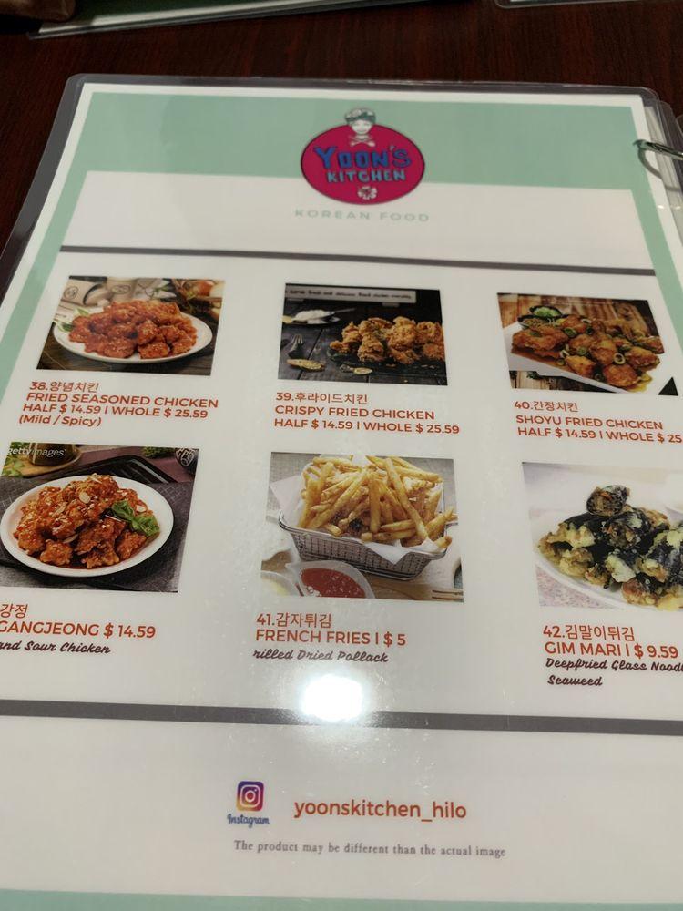 Menu at Yoon's Kitchen Korean Food & Chicken restaurant, Hilo