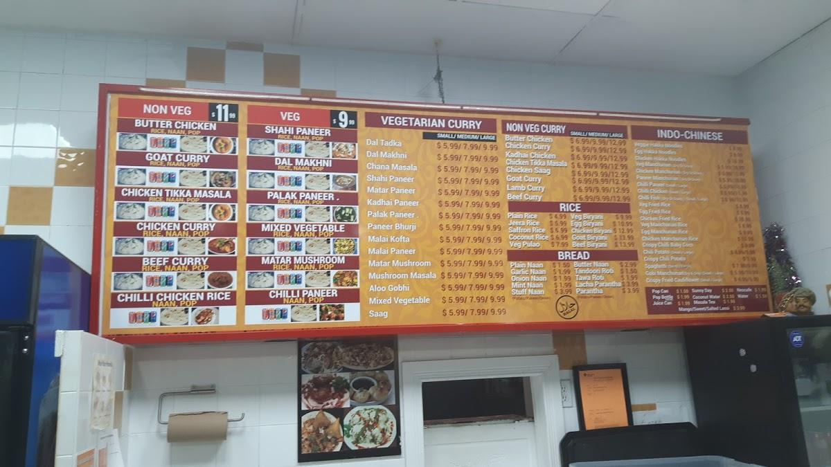 Menu at Aroma East Indian Cuisine restaurant, Edmonton
