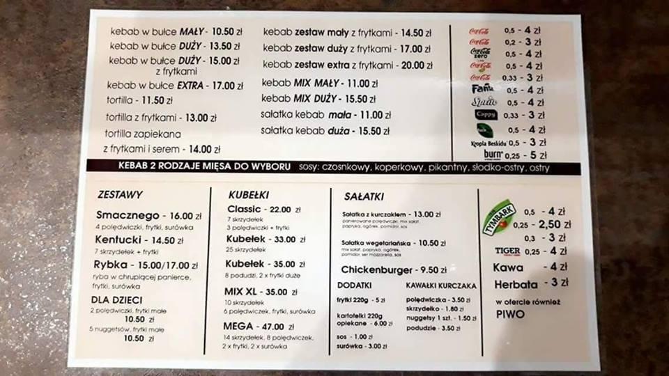 Menu at Chicken 7 Days restaurant, Zambrow