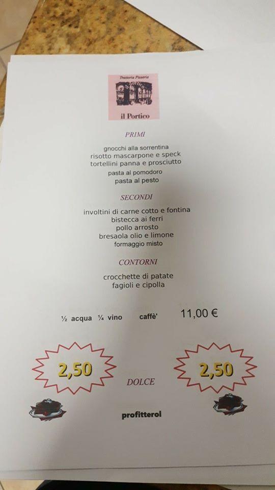 Menu da il portico ristorante pizzeria, Brugherio