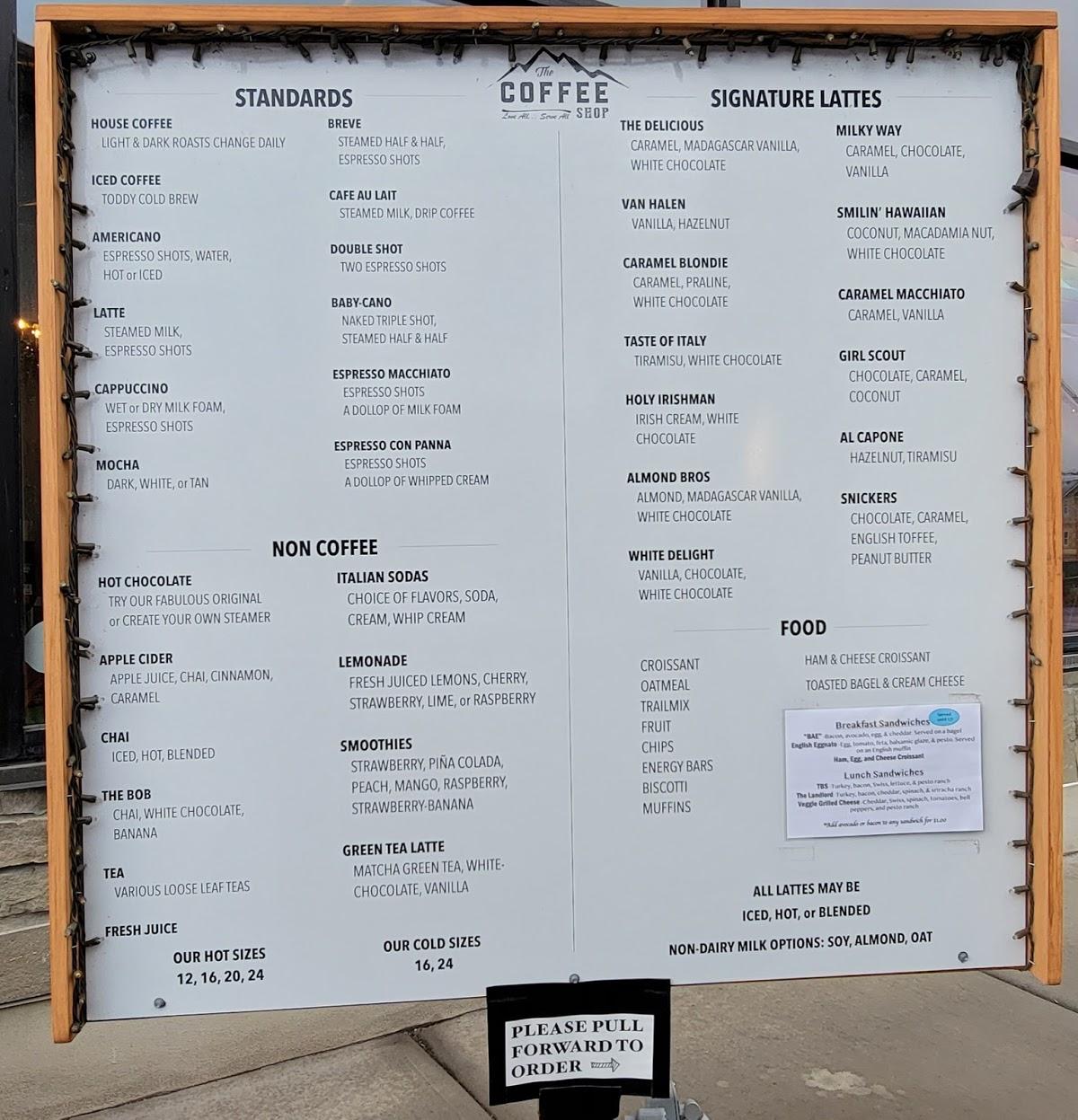 Menu at The Coffee Shop, American Fork, 529 S 500 E e