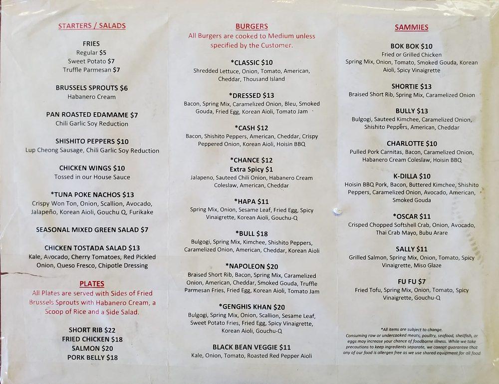 Menu at The Standing Room Restaurant, Torrance