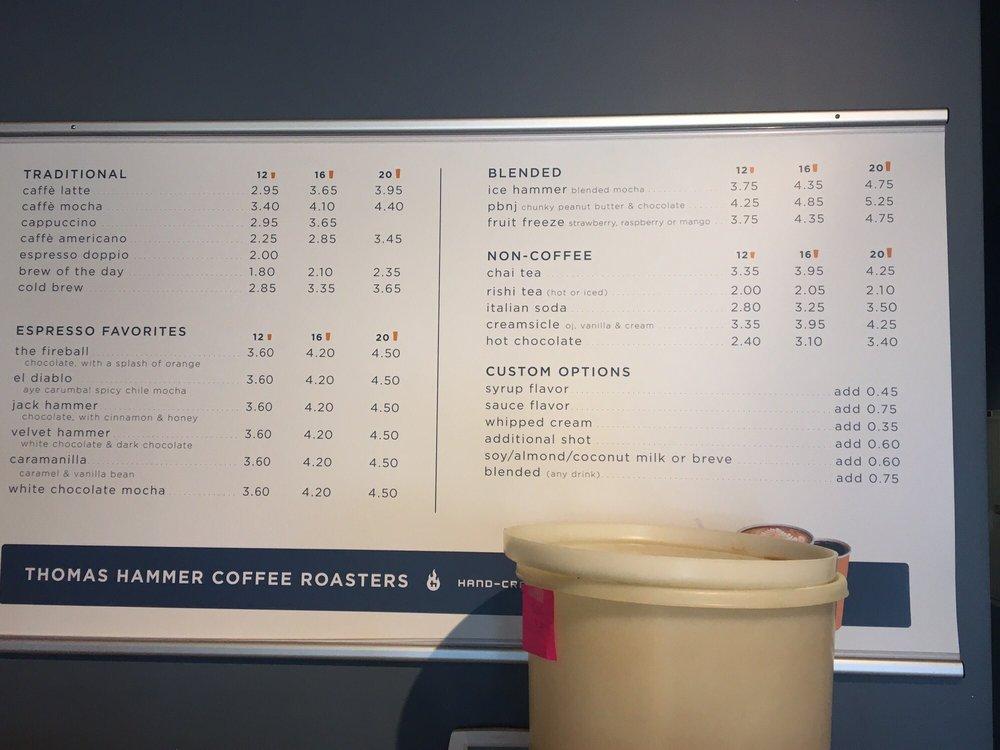 Menu at Thomas Hammer Coffee cafe, Hayden, N Cornerstone Dr