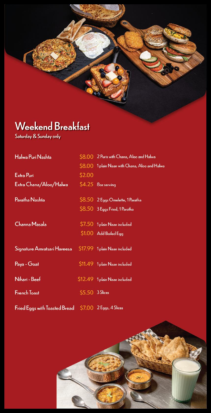 Menu at Ziafat restaurant, Mississauga