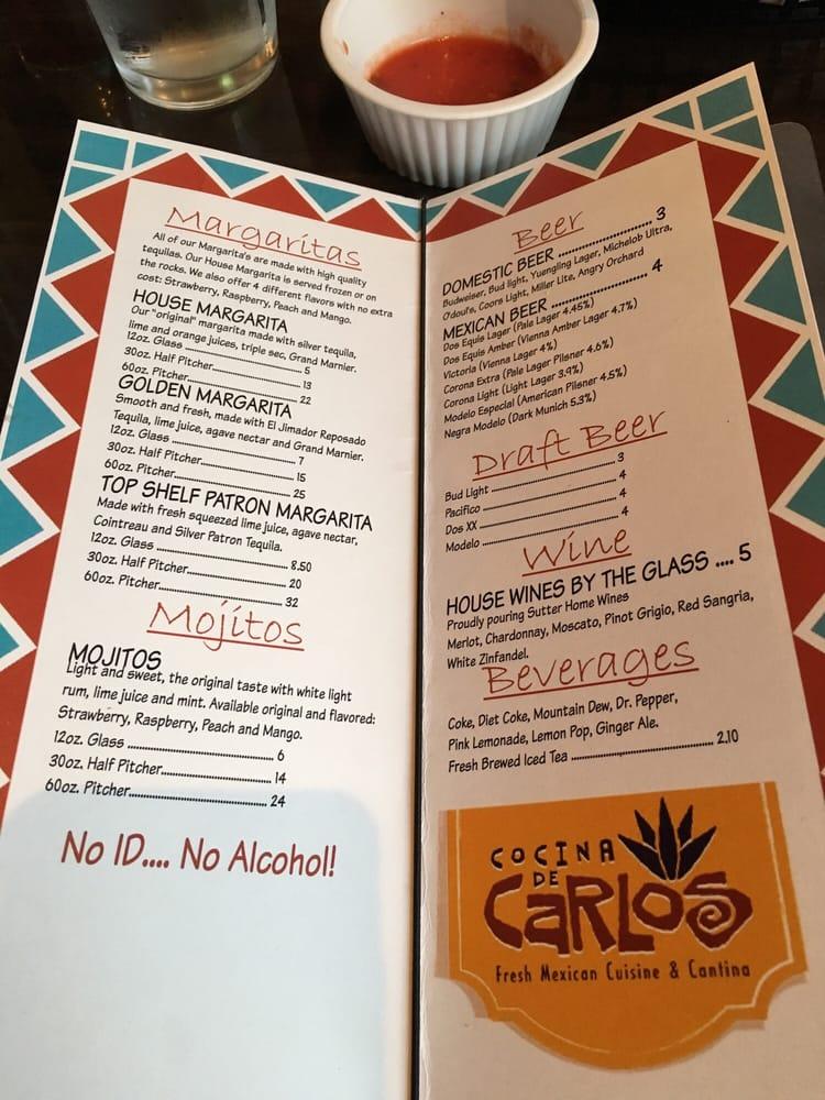 Menu at Cocina de Carlos restaurant, Waterville