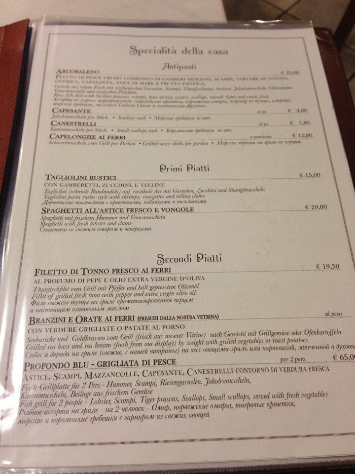 Menu da Ristorante Milano, Jesolo