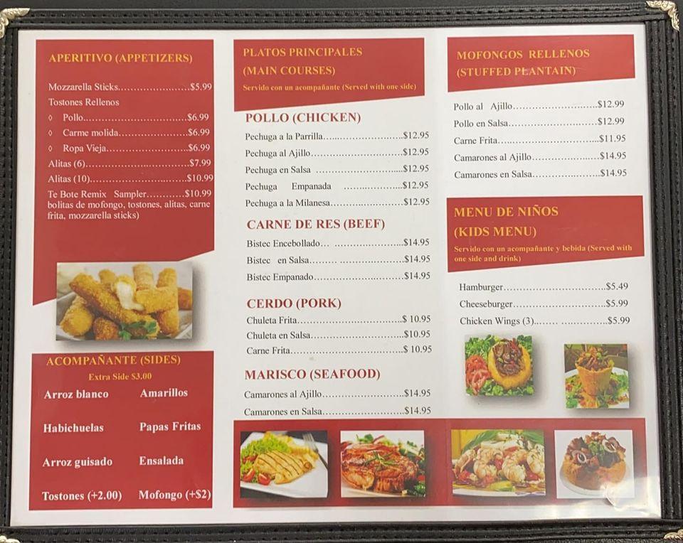 Menu at Antojos Boricuas restaurant, Kissimmee