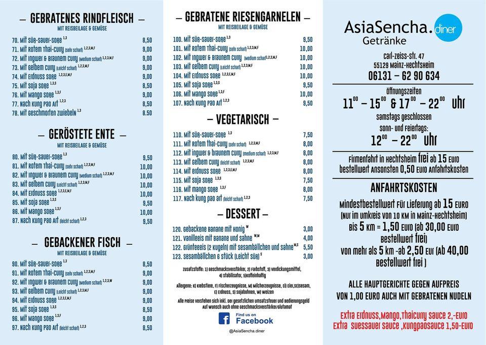 Menu at Asia Sencha.diner restaurant, Mainz