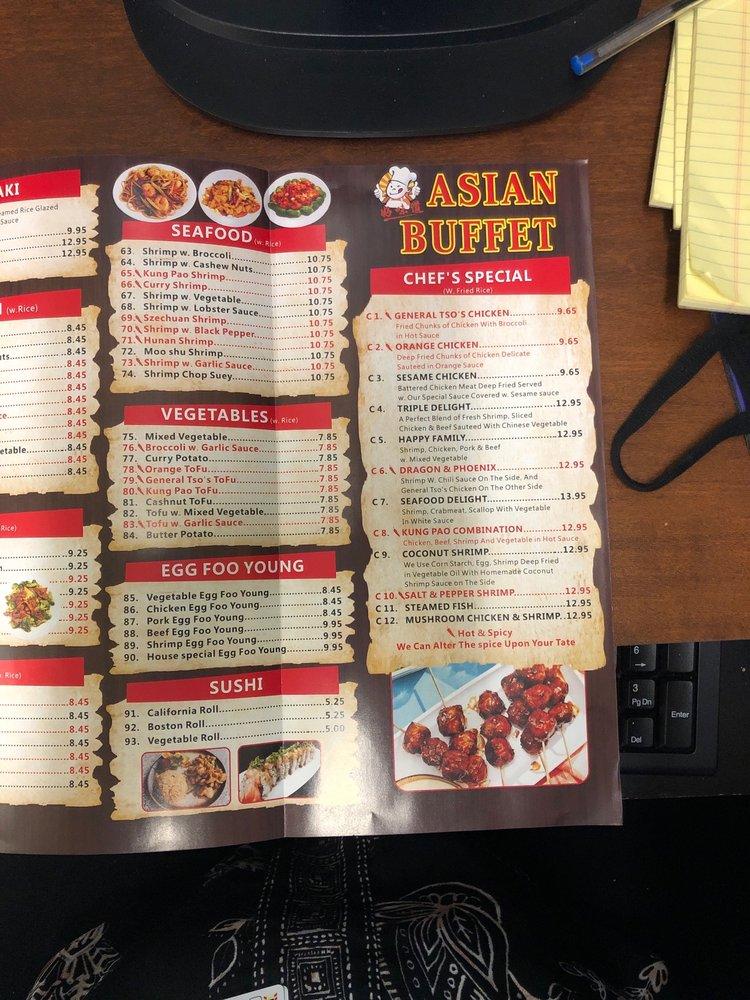 Menu at Asian Buffet restaurant, Raton