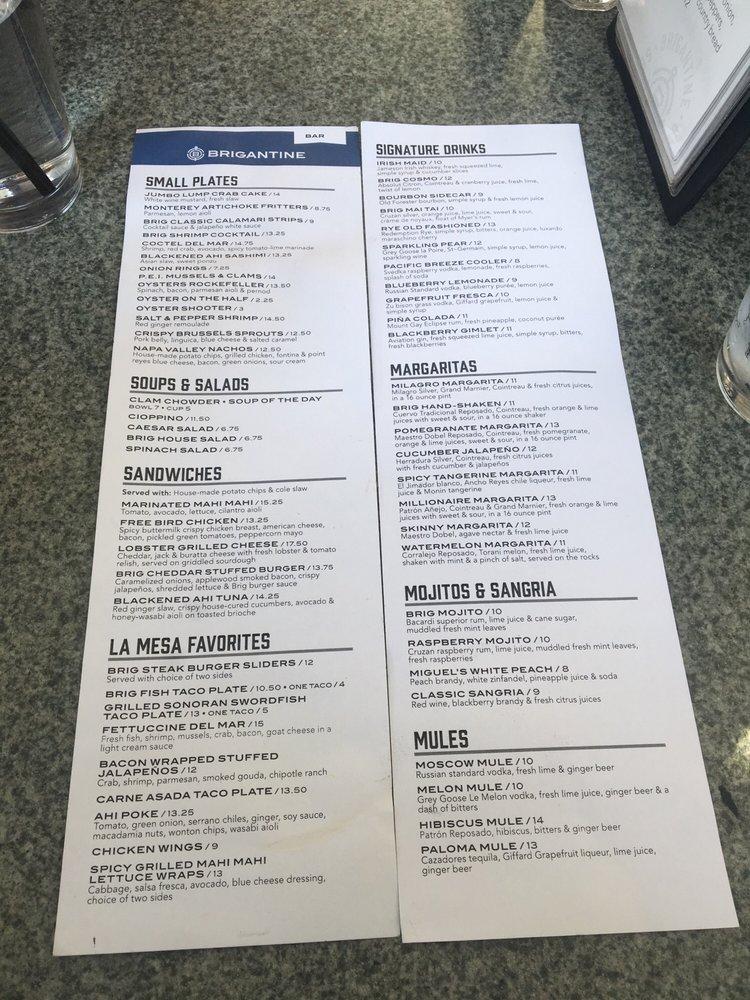 Menu at Brigantine Seafood & Oyster Bar, La Mesa, Fuerte Dr