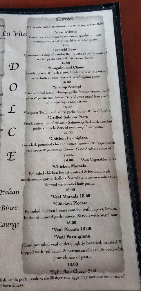 Menu at La Vita Dolce Italian Bistro and Lounge pub & bar, Lake Havasu ...