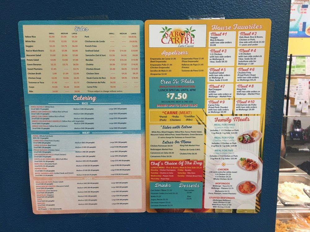 Menu at Sabor Del Caribe restaurant, Orlando, Lamberton Blvd #110